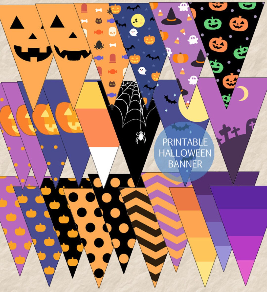 Printable Halloween Bunting Banner, DIY Party Decor (PDF) - Etsy
