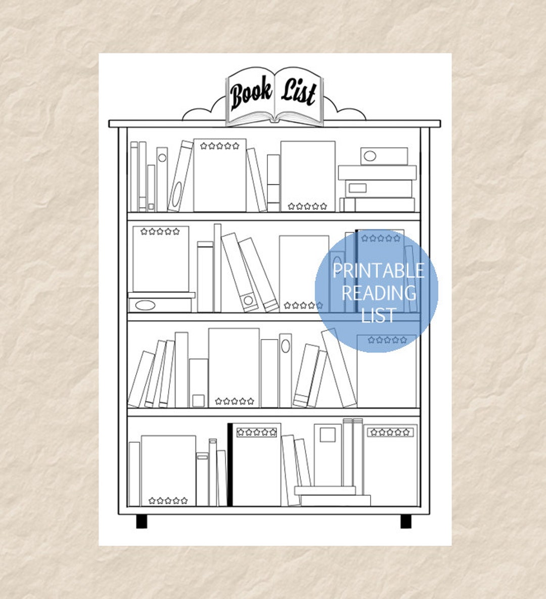 Printable Book List, Printable Reading List, Printable Bookshelf ...