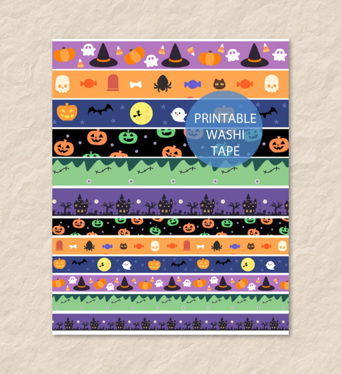 Printable Halloween Washi Tape Jack O Lantern Washi Tape - Etsy