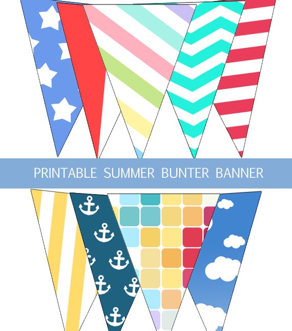 Printable Summer Bunting Banner, Beach Party Decor (digital Download ...