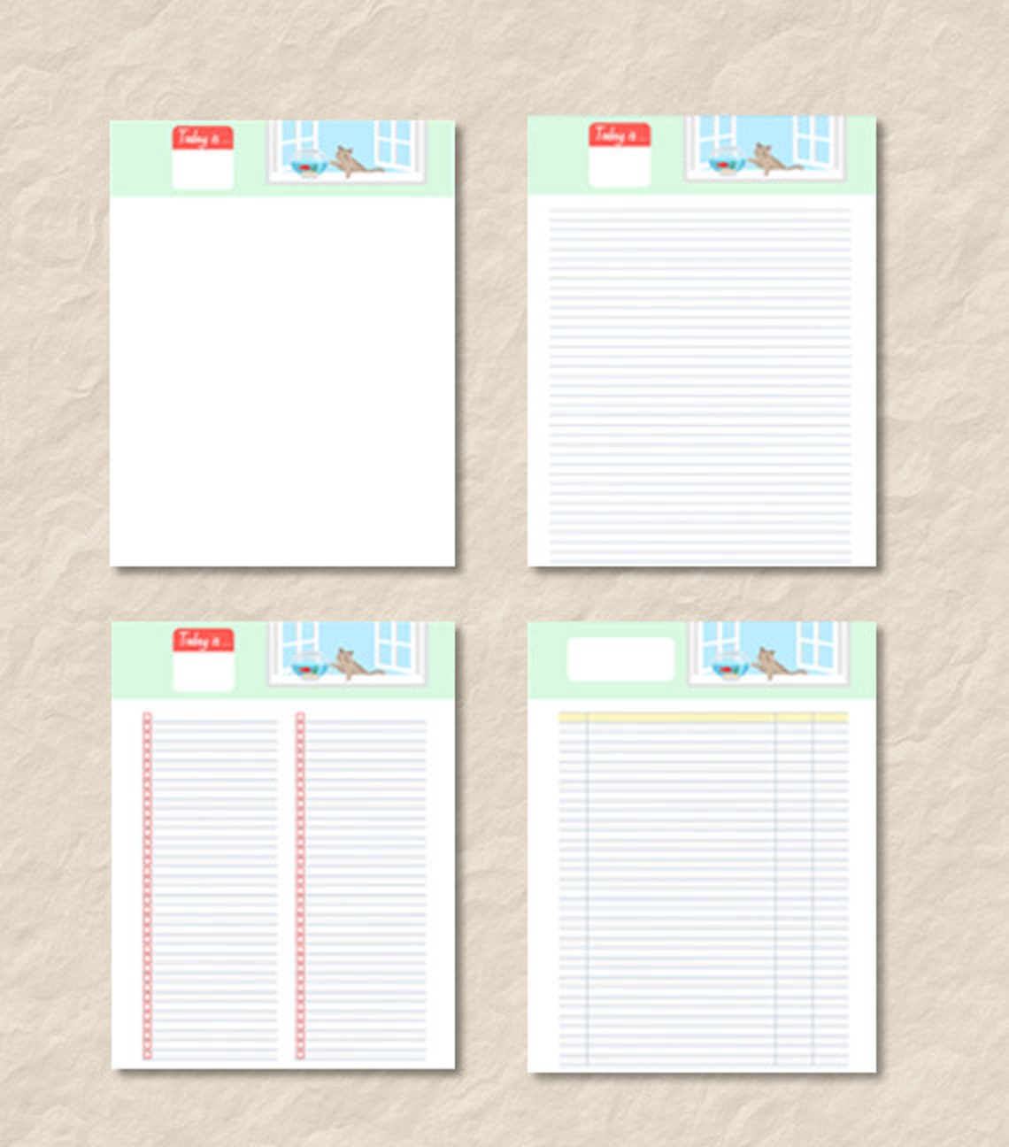 Printable Cute Cat Daily Planner, Cute Cat Goldfish Planner, Cate ...