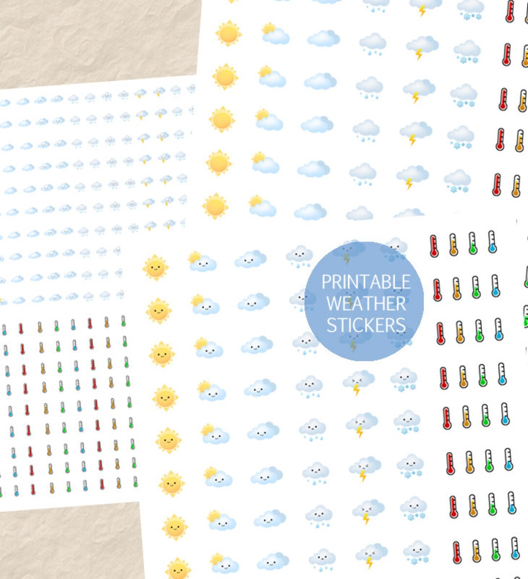 Daily Daylight Weather Stickers, Printable Weather Stickers, Planner ...