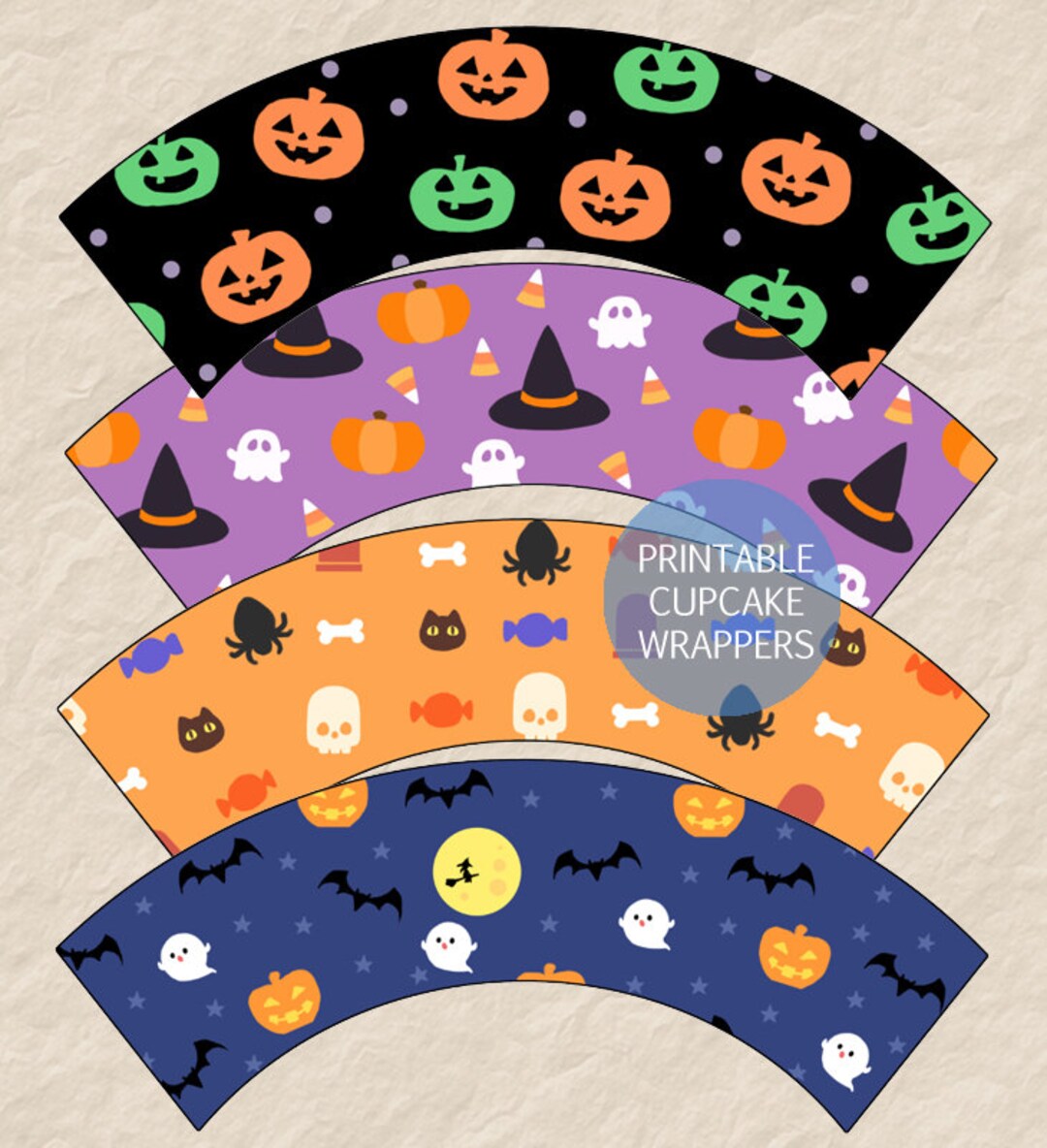 Printable Halloween Cupcake Wrappers, Printable Trick or Treat Cupcake ...