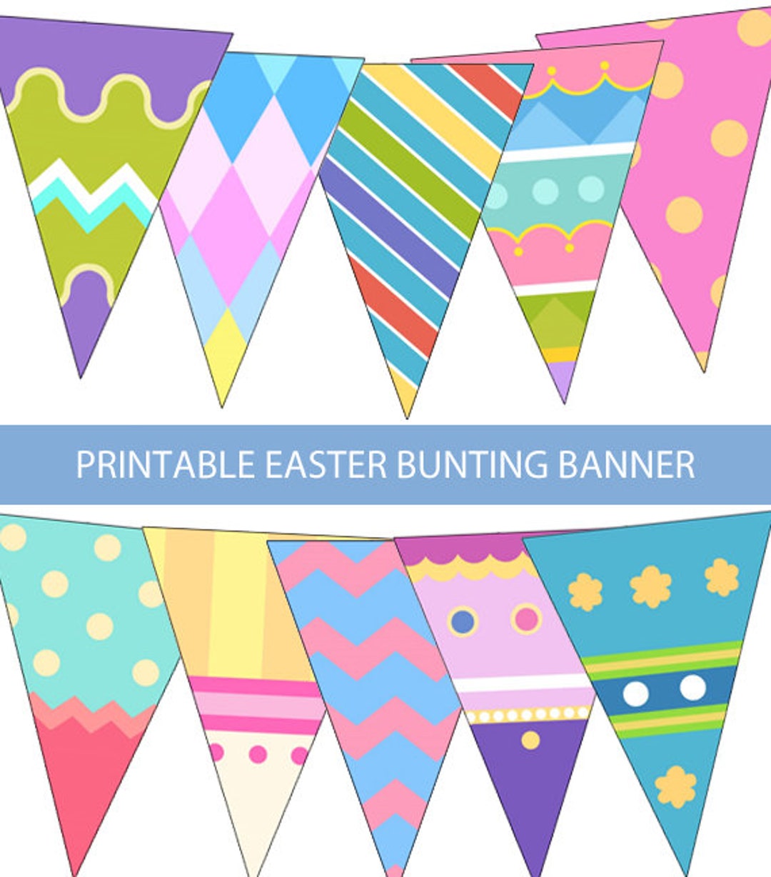 Printable Easter Bunting Banner, Easter Egg Banner, Printable Easter ...