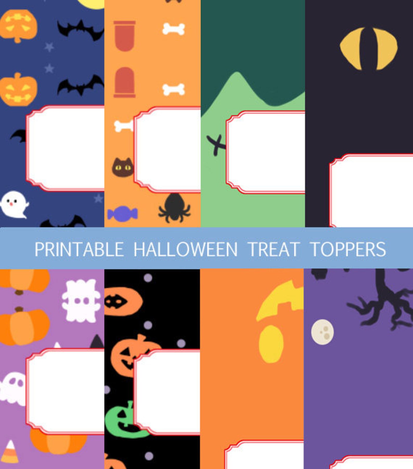 Printable Halloween Treat Bag Toppers, Pumpkin Treat Toppers, Trick or ...