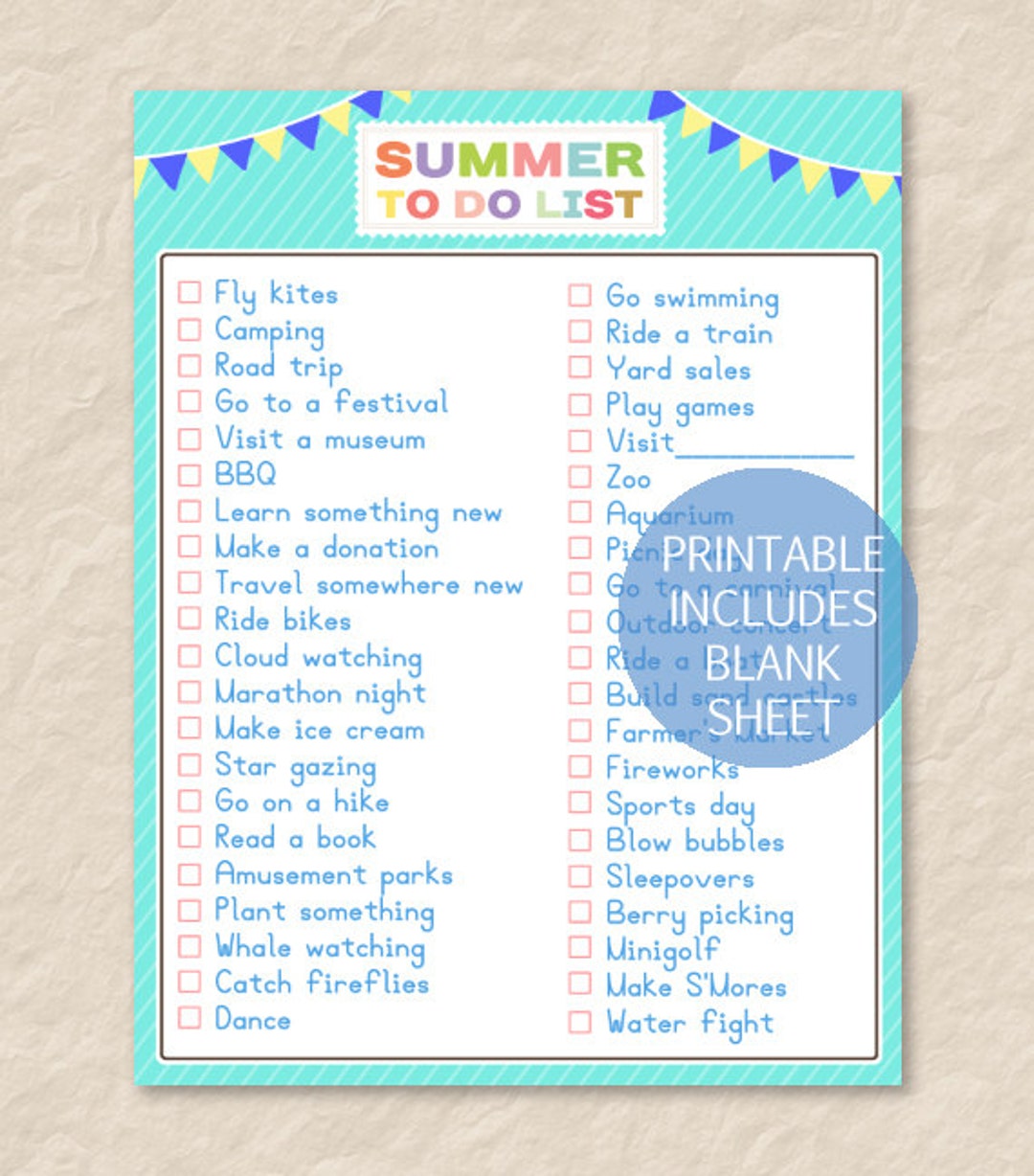 Printable Summer to Do List,printable Summer Bucket List,summer ...