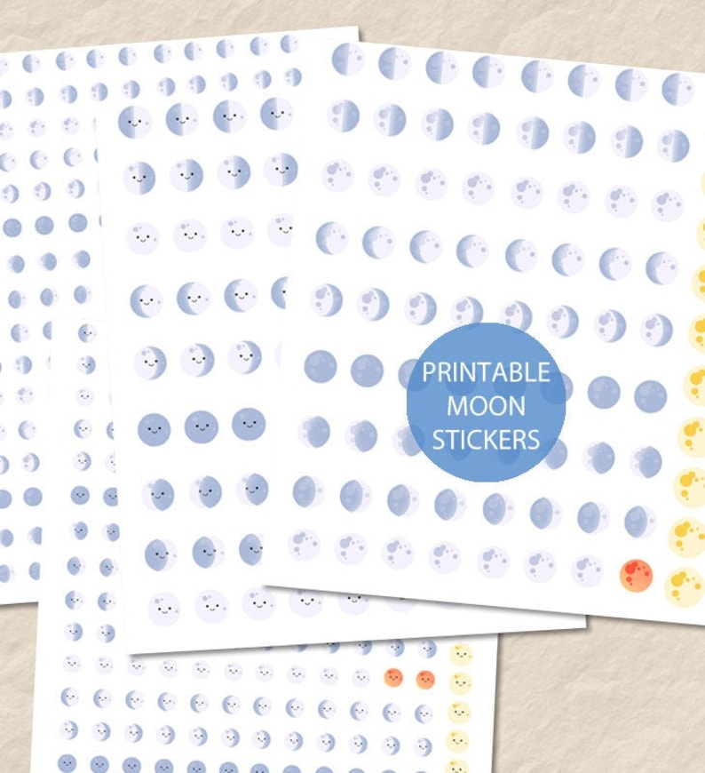 Moon Phases Stickers, Planner Moon Stickers, Bullet Journal Moon ...