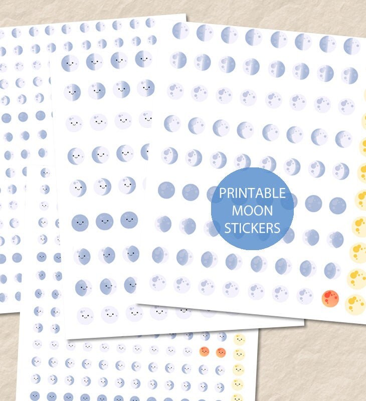 Moon Phases Stickers, Planner Moon Stickers, Bullet Journal Moon ...