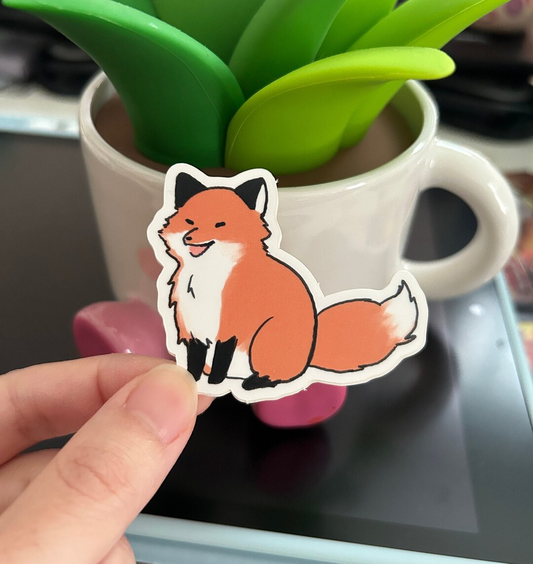 HEHEHE Laughing Red Fox Sticker - Die Cut Vinyl Sticker - Planner ...