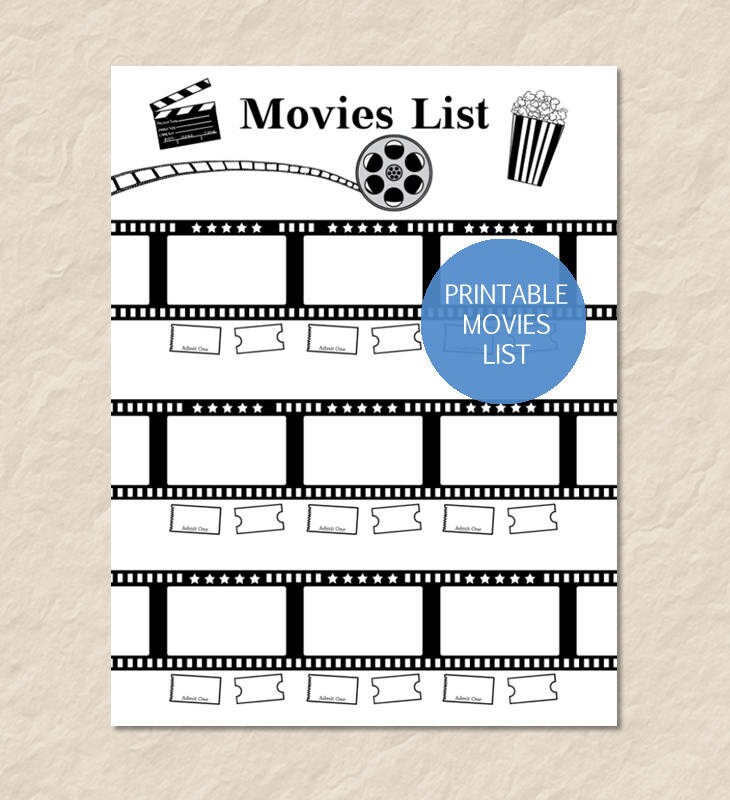 Shows Movies To Watch List Printable