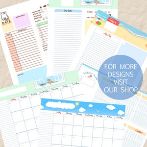 Printable Cute Cat Daily Planner, Cute Cat Goldfish Planner, Cate ...