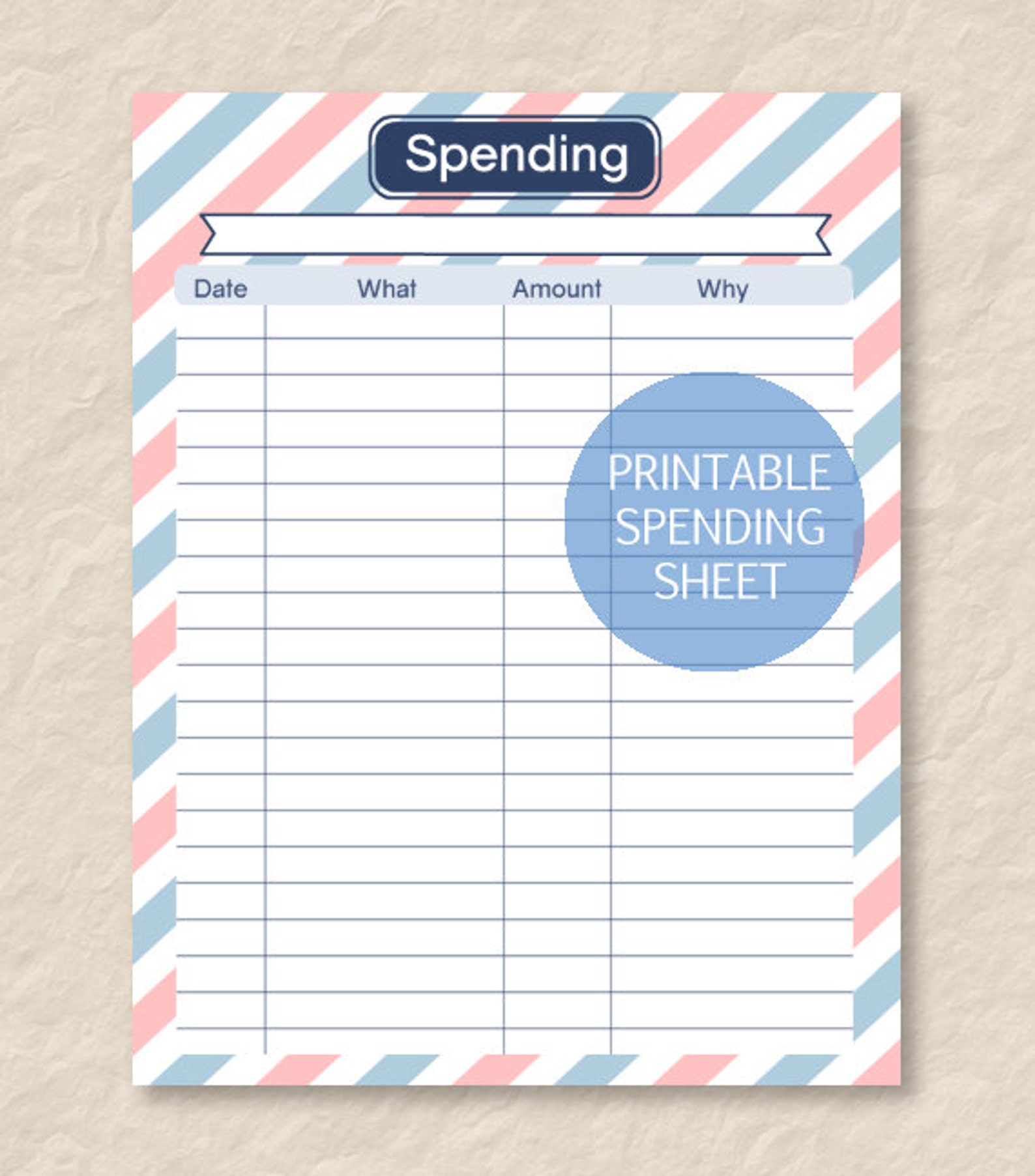 Printable Spending Sheet, Printable Finance Recording, Printable ...
