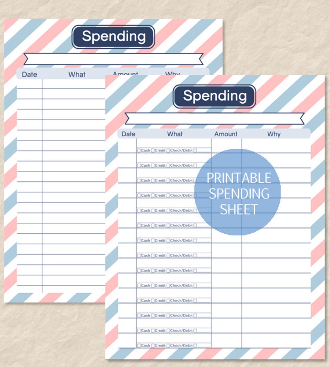 Printable Spending Sheet, Printable Finance Recording, Printable ...
