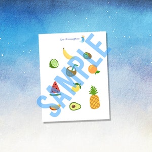 Summer Fruits Stickers - Digital Fruits Stickers - Printable Fruits ...
