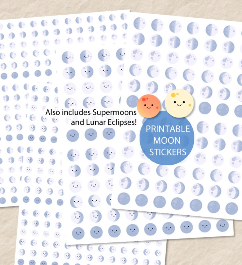 Moon Phases Stickers, Planner Moon Stickers, Bullet Journal Moon ...
