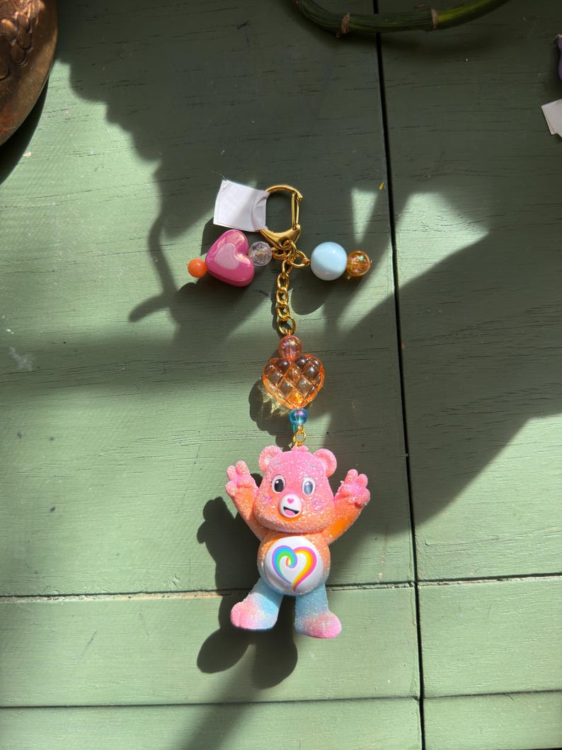 Upcycled Care Bear Keychain • Handmade Nostalgic Bag Charm - Etsy
