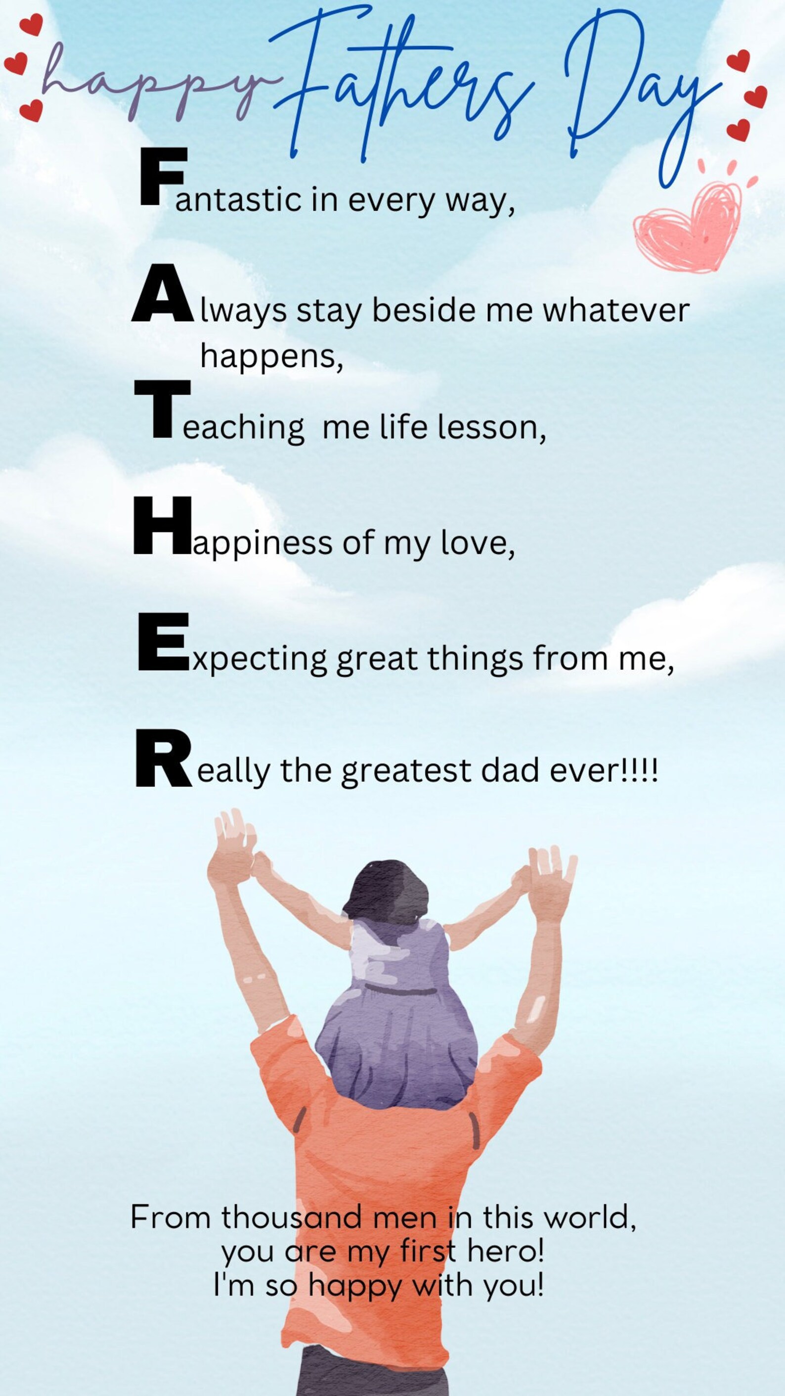 Happy Father's Day Card With Cute Acrostic Poem!!! - Etsy