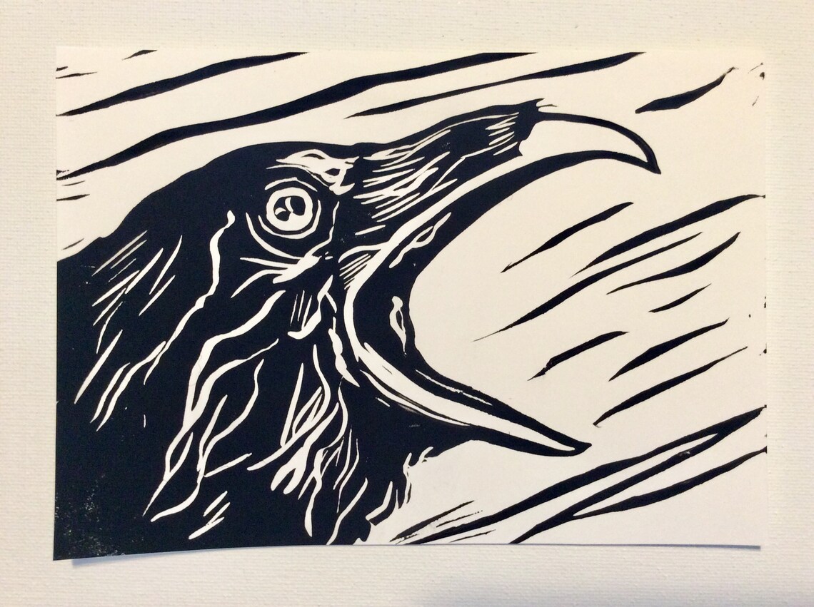 The Crow black Ink on Archival Card Stock - Etsy