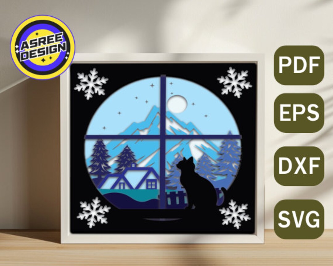 Cat Shadowbox, SVG Shadow Box, 3d Shadow Box, Cat Multilayer Svg,shadow ...