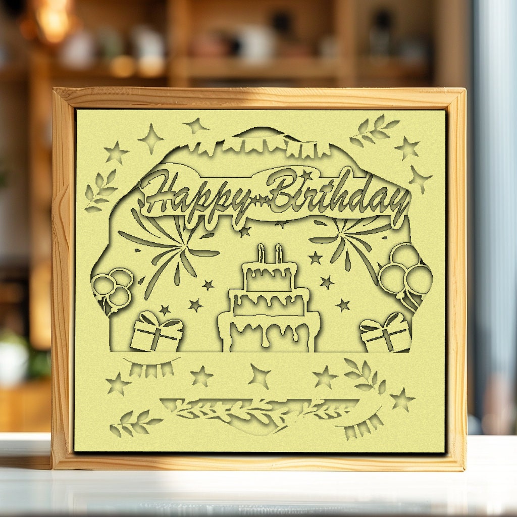 Shadow Box Files, SVG Birthday Party Shadow Box SVG, 3D Happy Birthday ...
