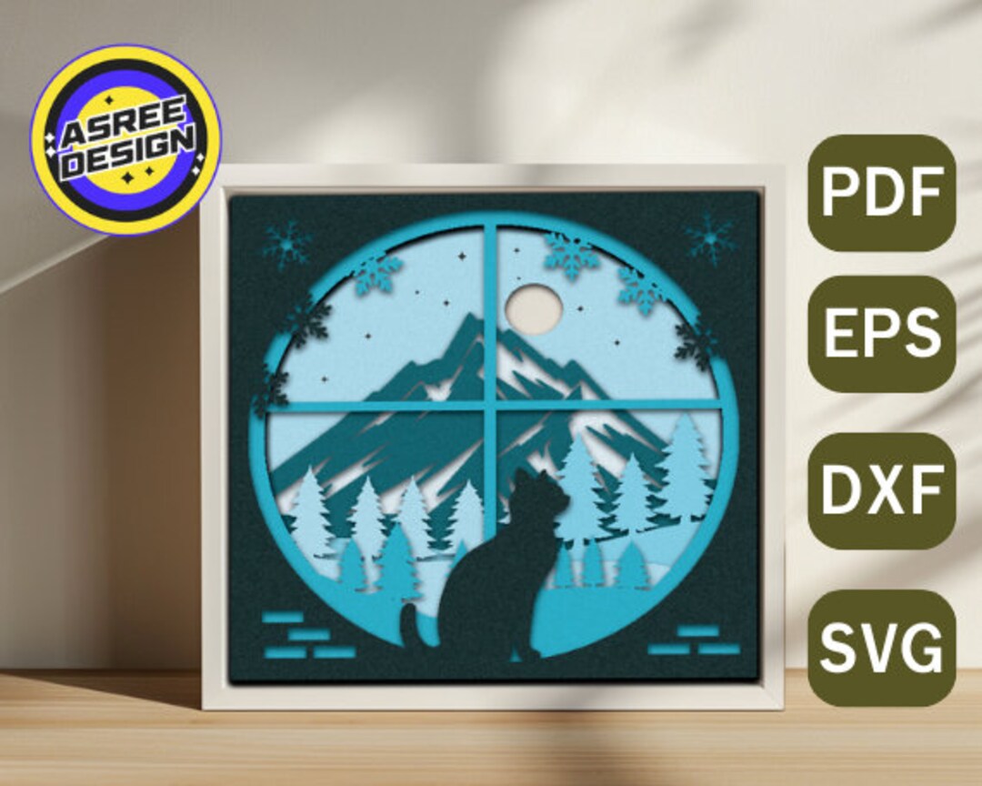 Cat Shadowbox, SVG Shadow Box, 3d Shadow Box, Cat Multilayer Svg - Etsy