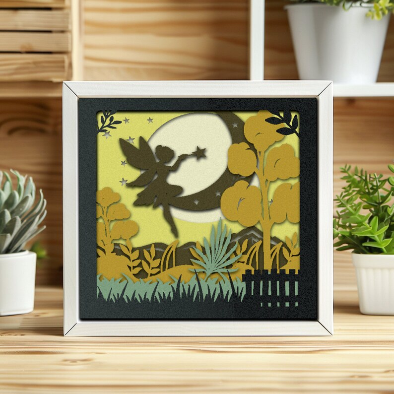 Fairy Moon Shadow Box SVG, SVG File, Lightbox SVG, Paper Cut, Shadowbox ...
