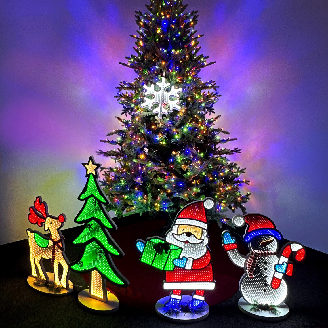Snowman Infinity Mirror Light - Christmas Tree LED Decor, USB Powered ...
