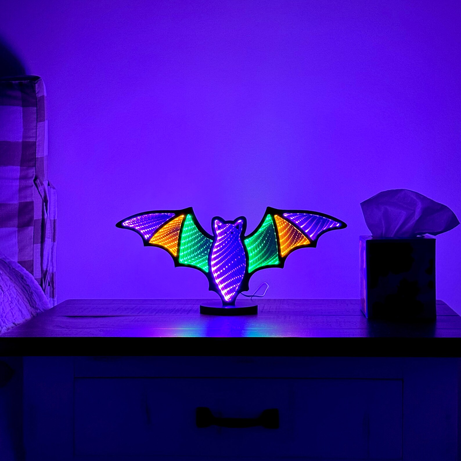 Bat Infinity Mirror Light 16x7 With Stand - Halloween LED Tabletop ...