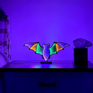 Bat Infinity Mirror Light 16x7 With Stand - Halloween LED Tabletop ...