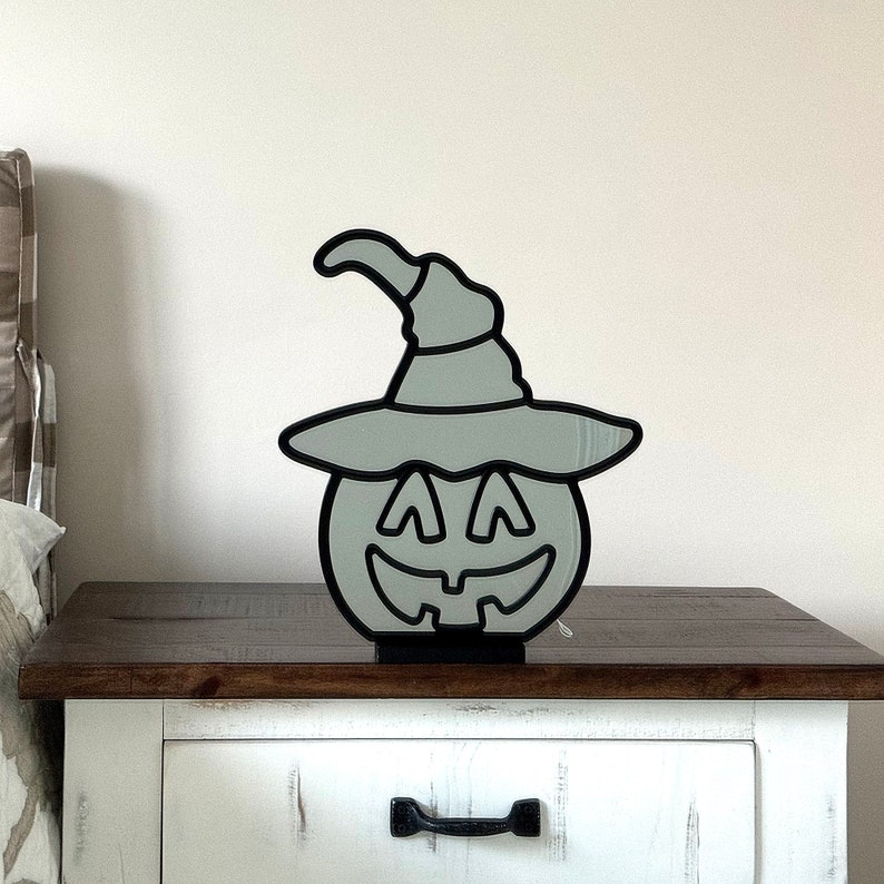 Pumpkin With Hat Infinity Mirror Light With Stand - Halloween LED ...