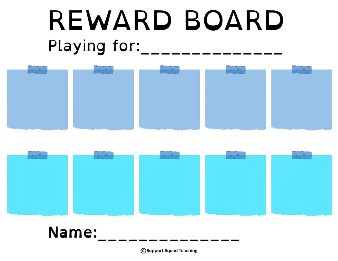 Printable Token Reward Board, Kids Reward Board, Chore Rewards, Aba ...