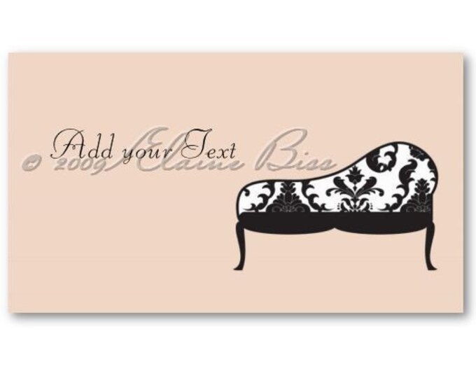 French Haute Damask Retro Black Sofa Girly Calling Card 100 Two Sided ...
