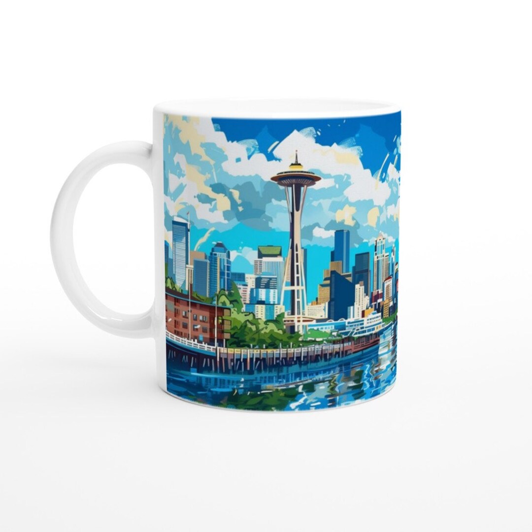 Seattle Skyline Mug, Retro Mug, Custom Design Mug, Seattle Skyline ...