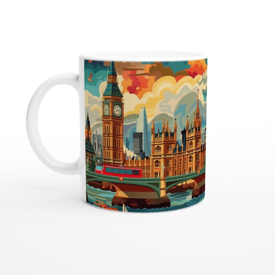 Modern London Skyline in 1950s Style 11oz Ceramic Mug London Mug ...