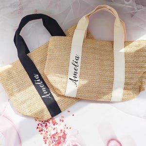 Personalized Straw Beach Bag for Bridesmaids, Custom Wedding Tote Gift ...