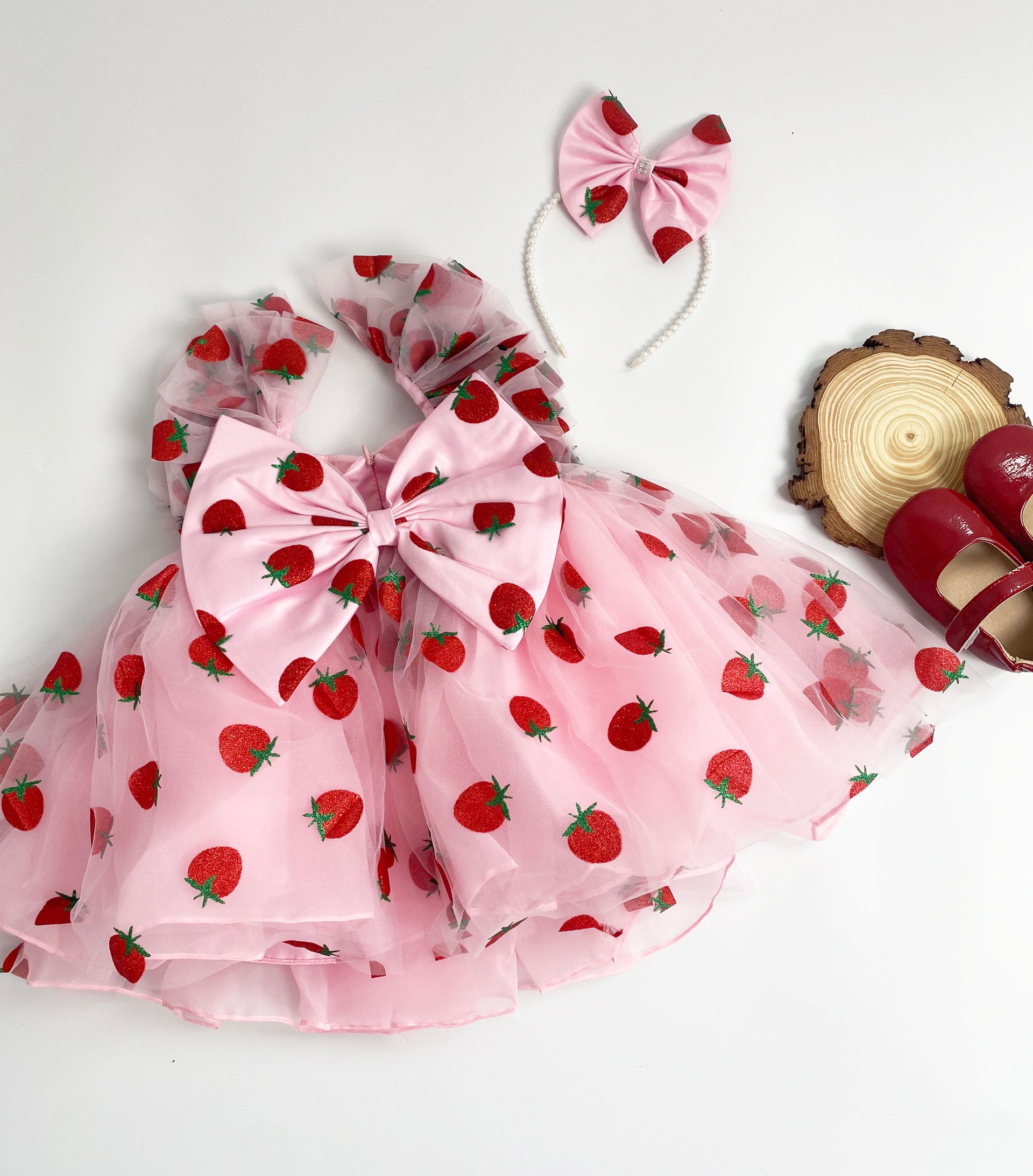 Strawberry Dress Baby Girl, Light Pink Tulle Dress, Fluffy Dress for ...