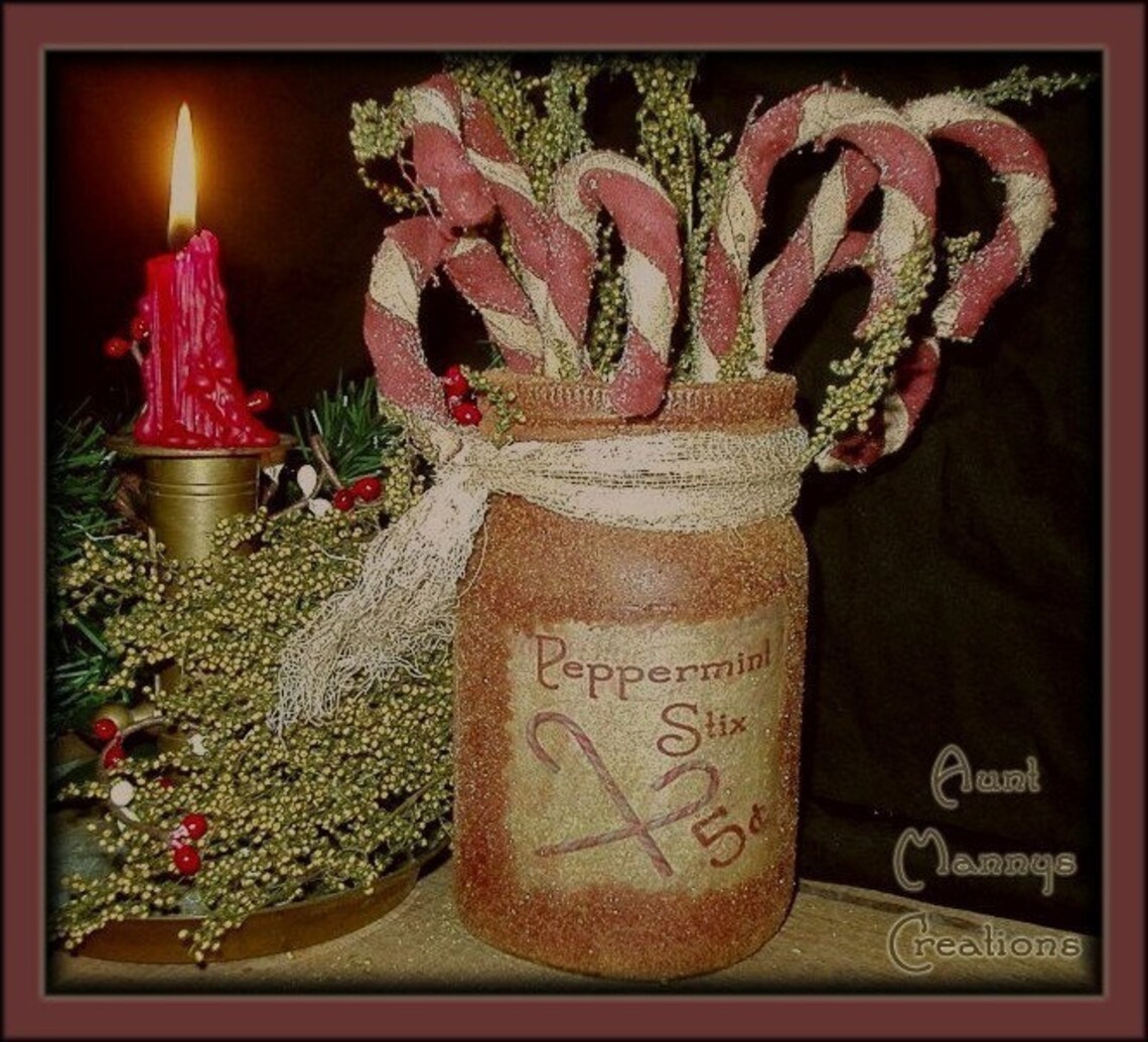 Primitive Folk Art Olde Tyme Peppermint Stix Candy Canes N - Etsy