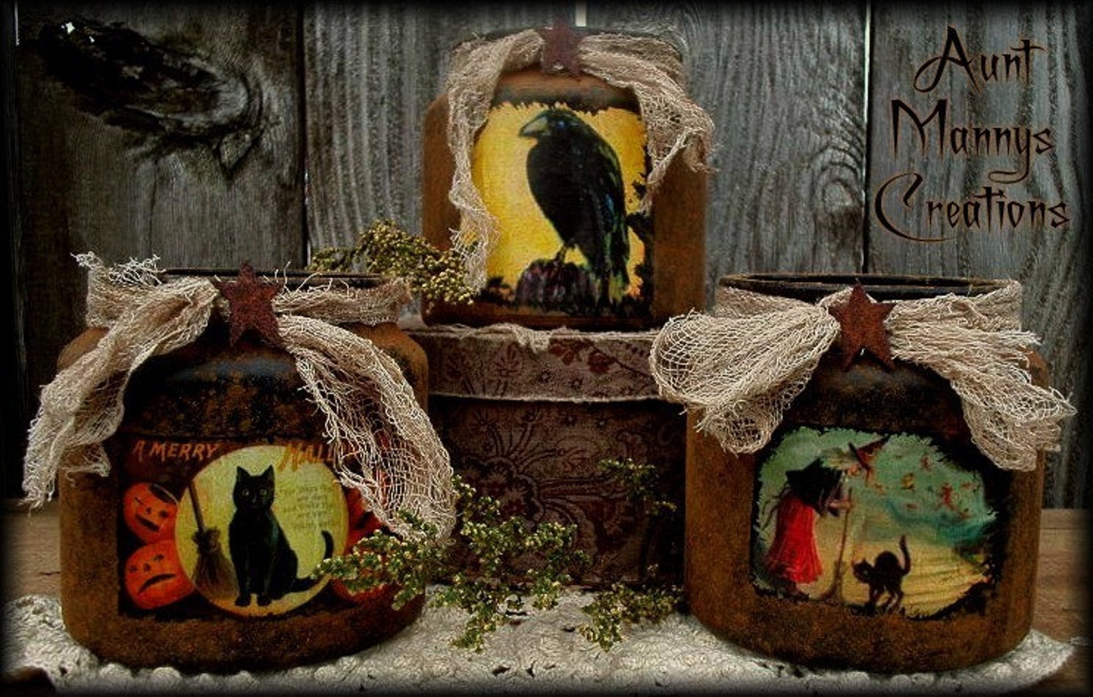Primitive Folk Art Halloween Luminary Jars NO SEW Epattern - Etsy