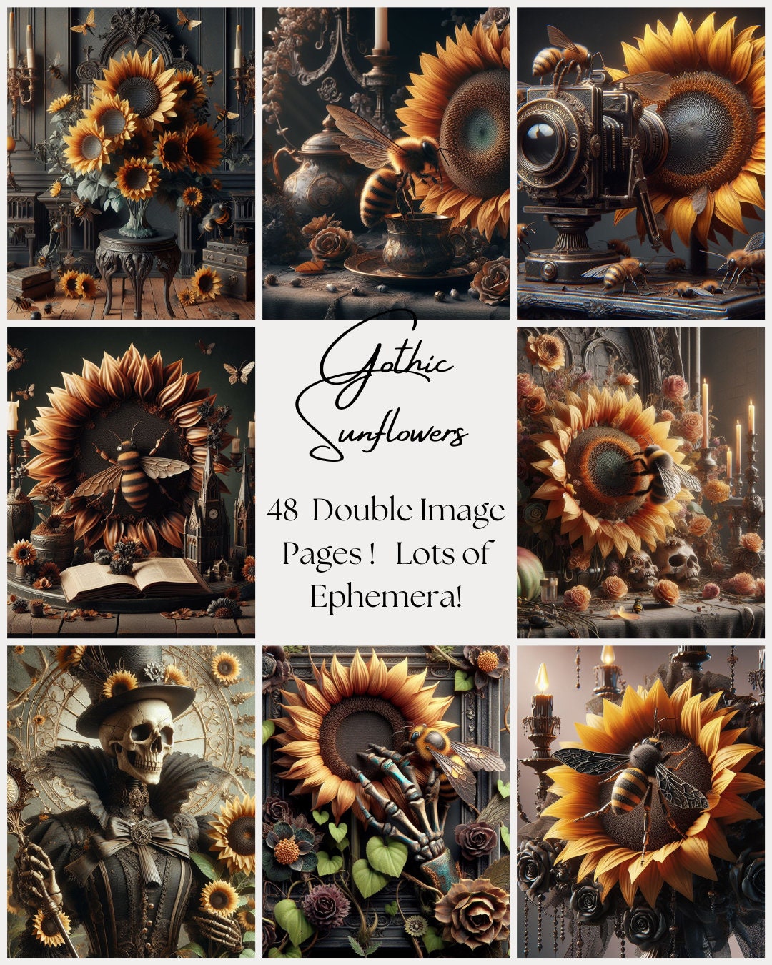 Aunt Mannys Gothic Sunflowers Printable Journal Kit With Ephemera! - Etsy