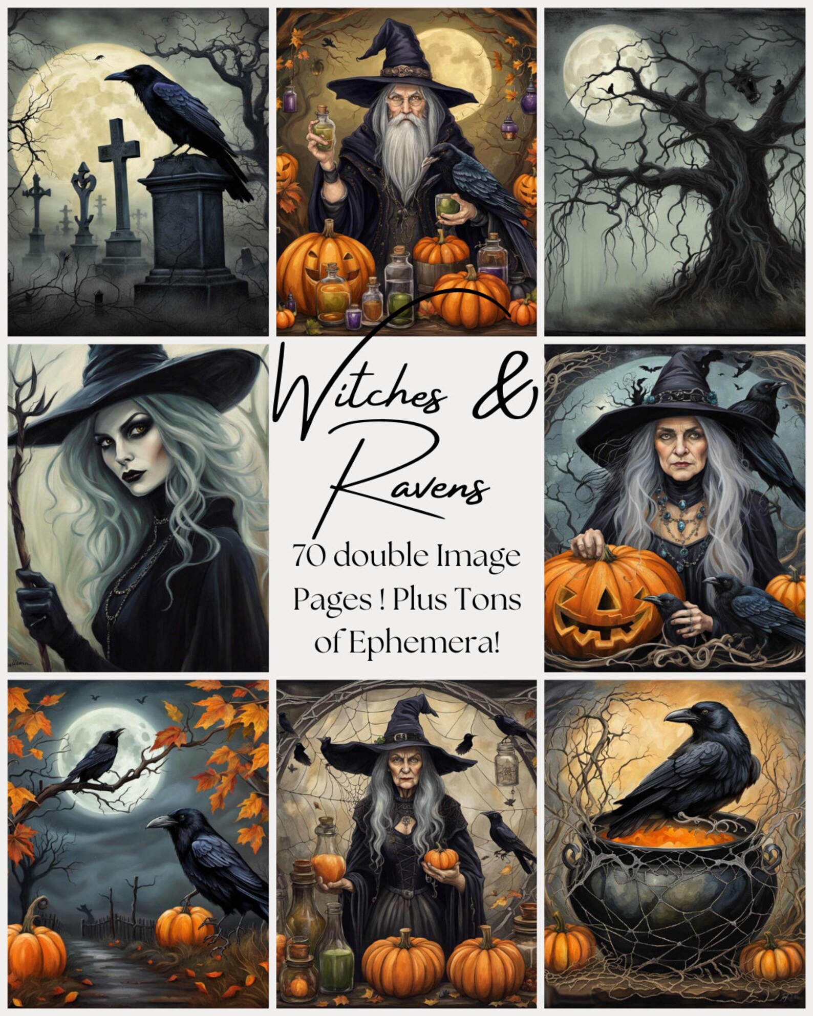 Aunt Mannys Witches & Ravens Printable Journal Kit Halloween Goth ...