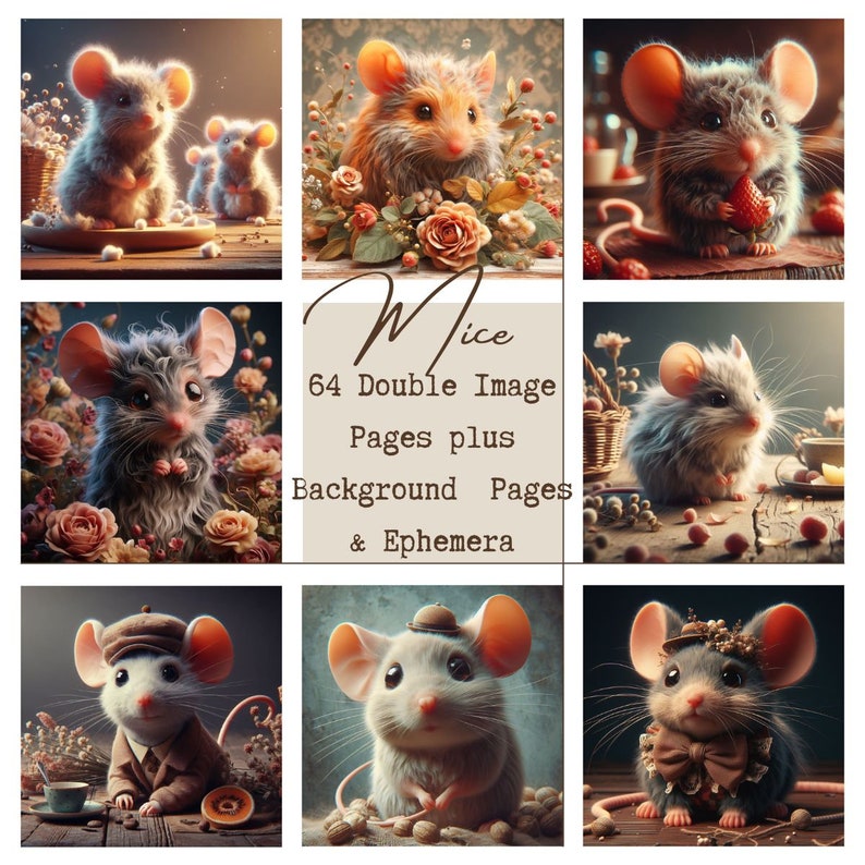 Aunt Manny's Mice Junk Journal Kit, Ephemera, 128 Images - Etsy