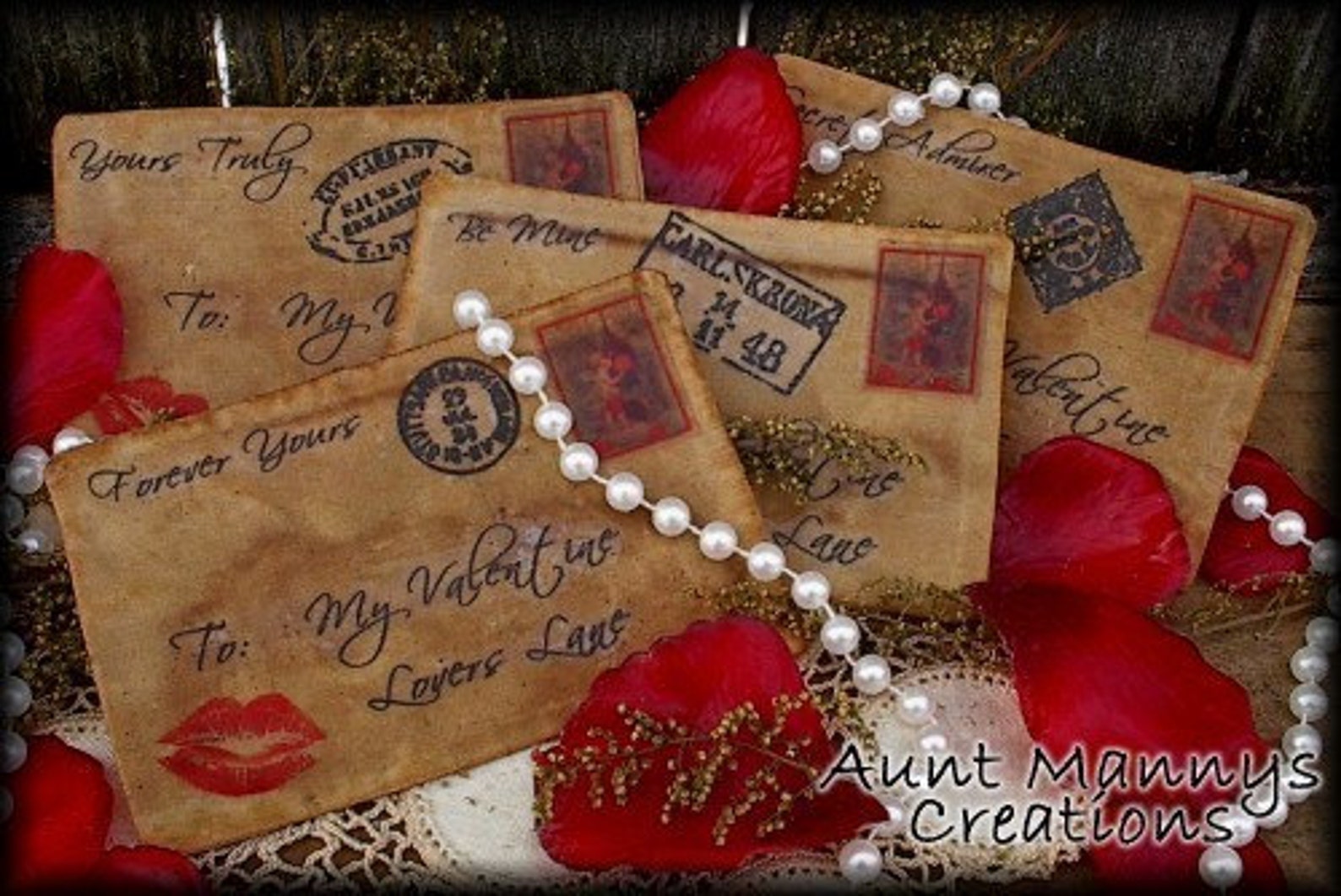 Aunt Mannys Primitive Valentine Love Letter Ornies Pattern - Etsy