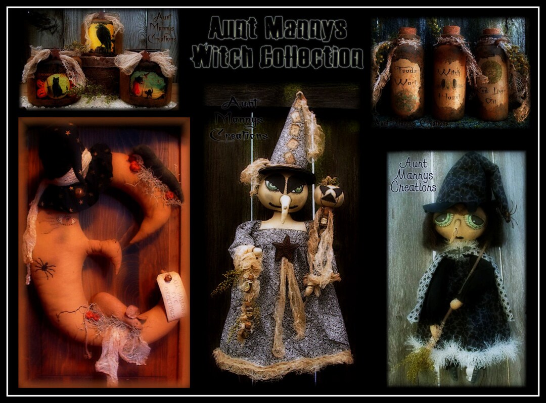 Primitive Halloween Witch Pattern Collection #1 Lot of 5 Patterns! Buy ...