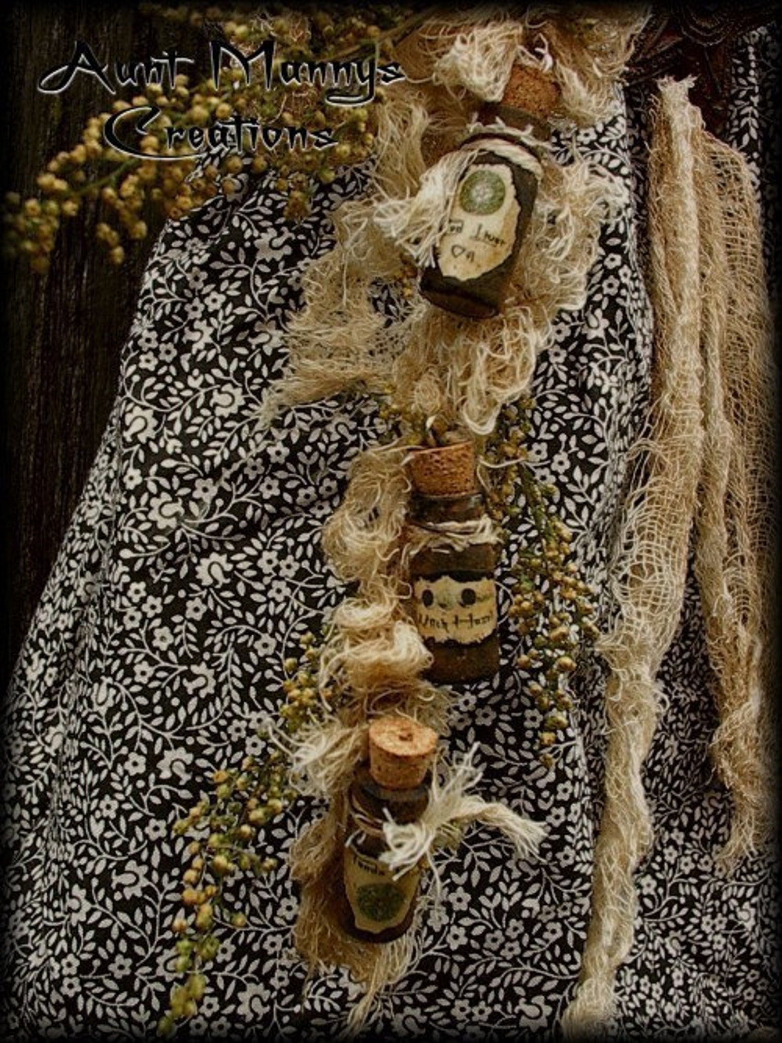 Primitive Halloween Witch Doll Pattern With Potion Bottles and - Etsy