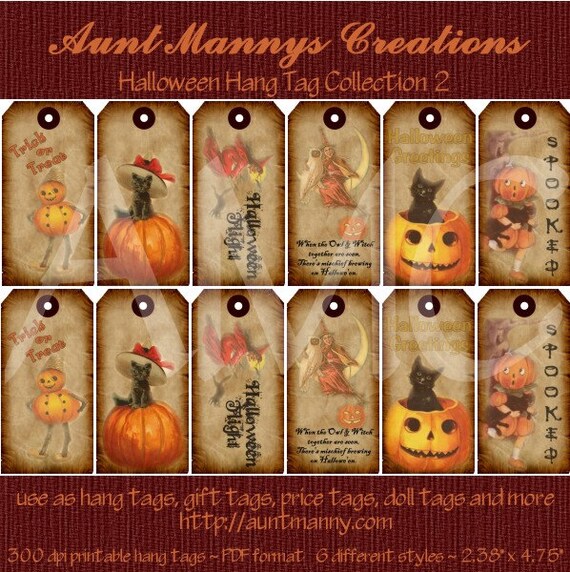 Primitive Vintage Halloween Printable Hang Tags for | Etsy
