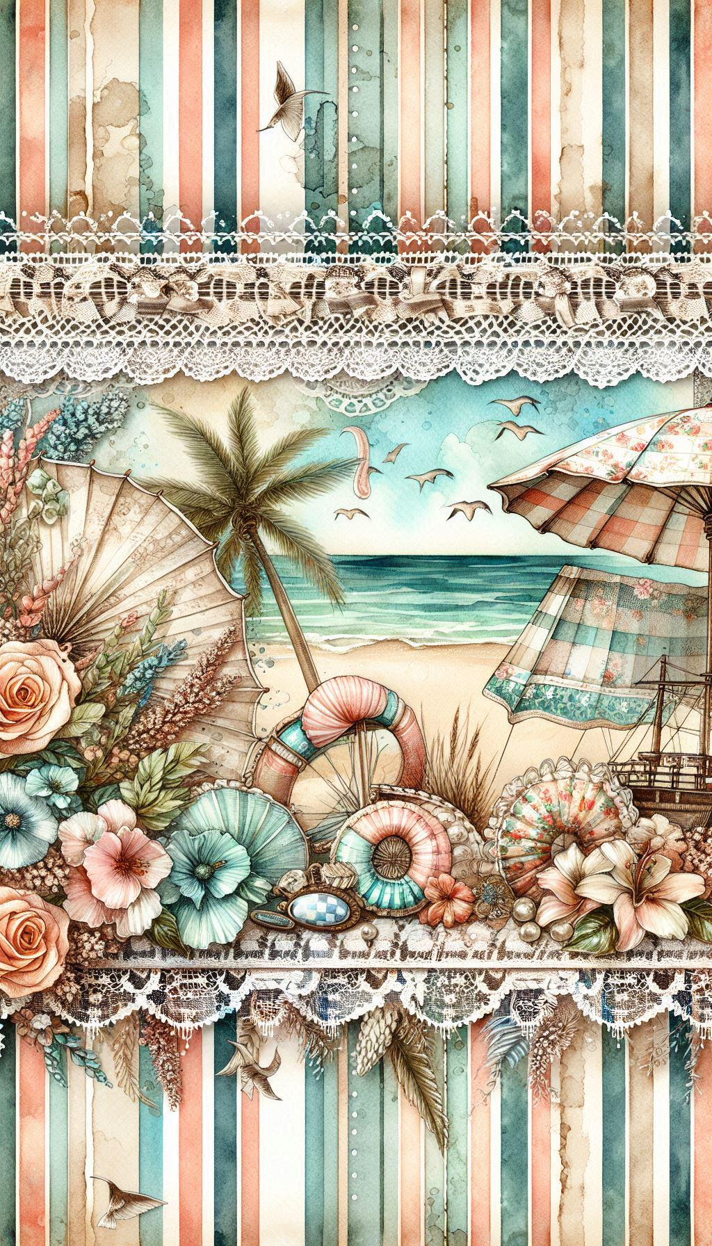 Aunt Mannys Watercolor Beach Printable Journal Kit With Ephemera! - Etsy