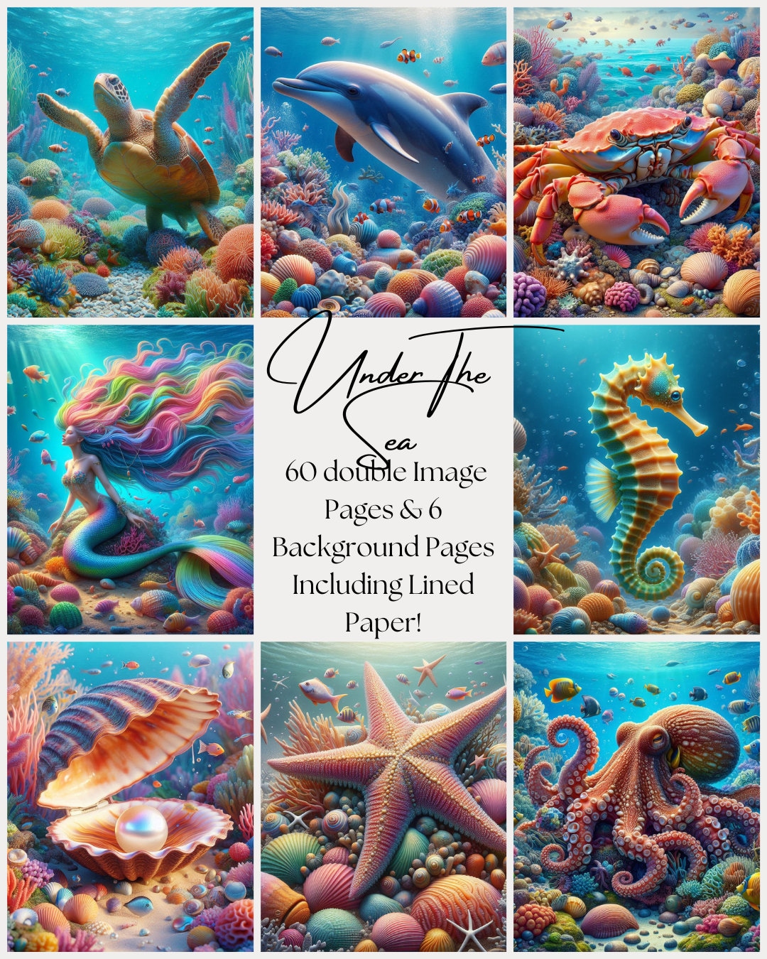 Aunt Mannys Under the Sea Journaling Pages! 60 Double Image Pages! 6 ...