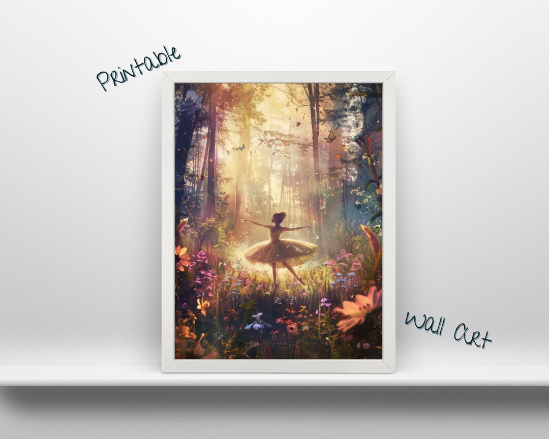Beautiful Dancing Ballerina in the Forest Digital Wall Art L Printable ...