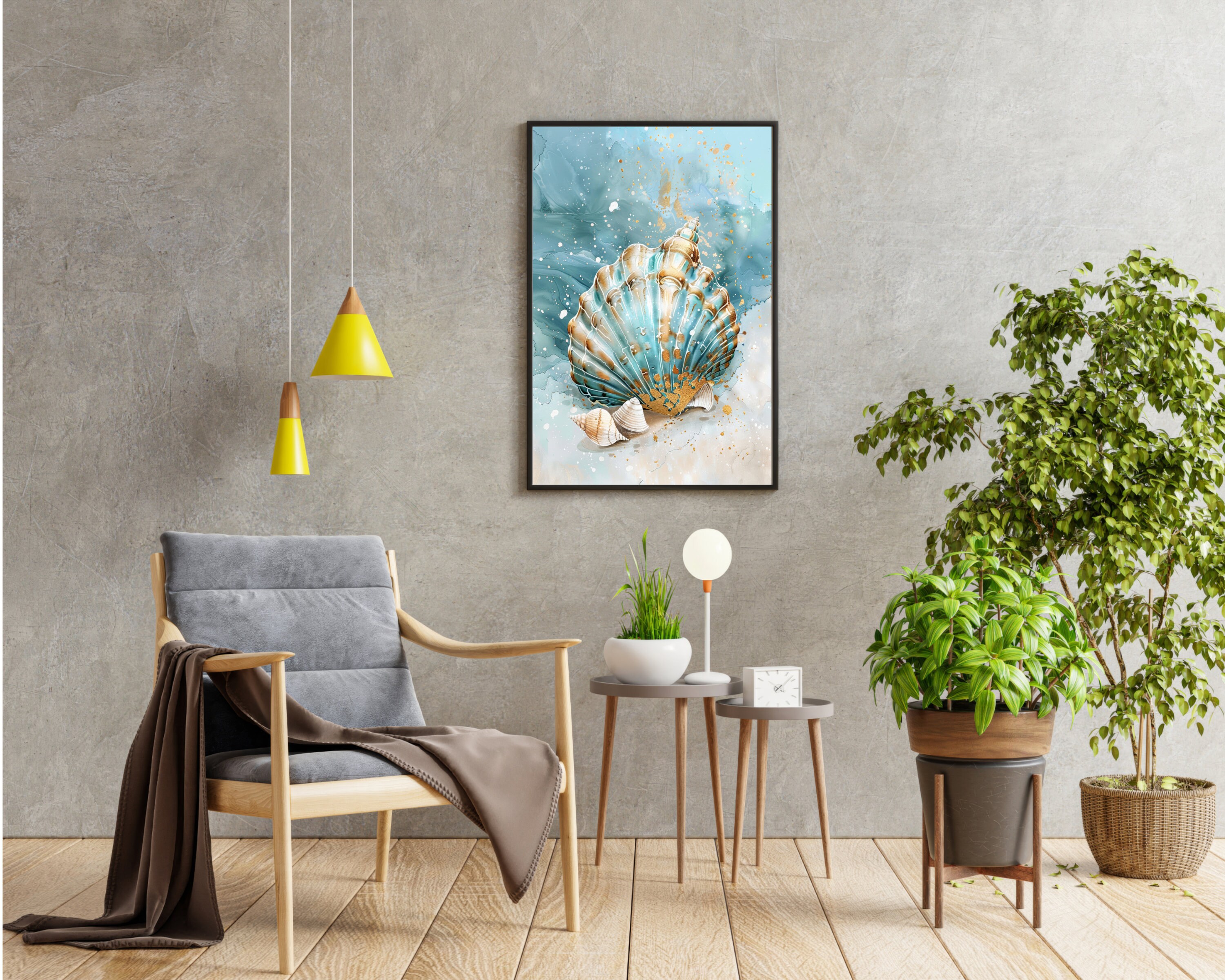 Blue Shell on the Beach Digital Wall Art L Printable Luxury Ocean ...