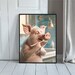 Funny Pig Brushing Teeth Digital Wall Art L Printable Fun Animal Design ...